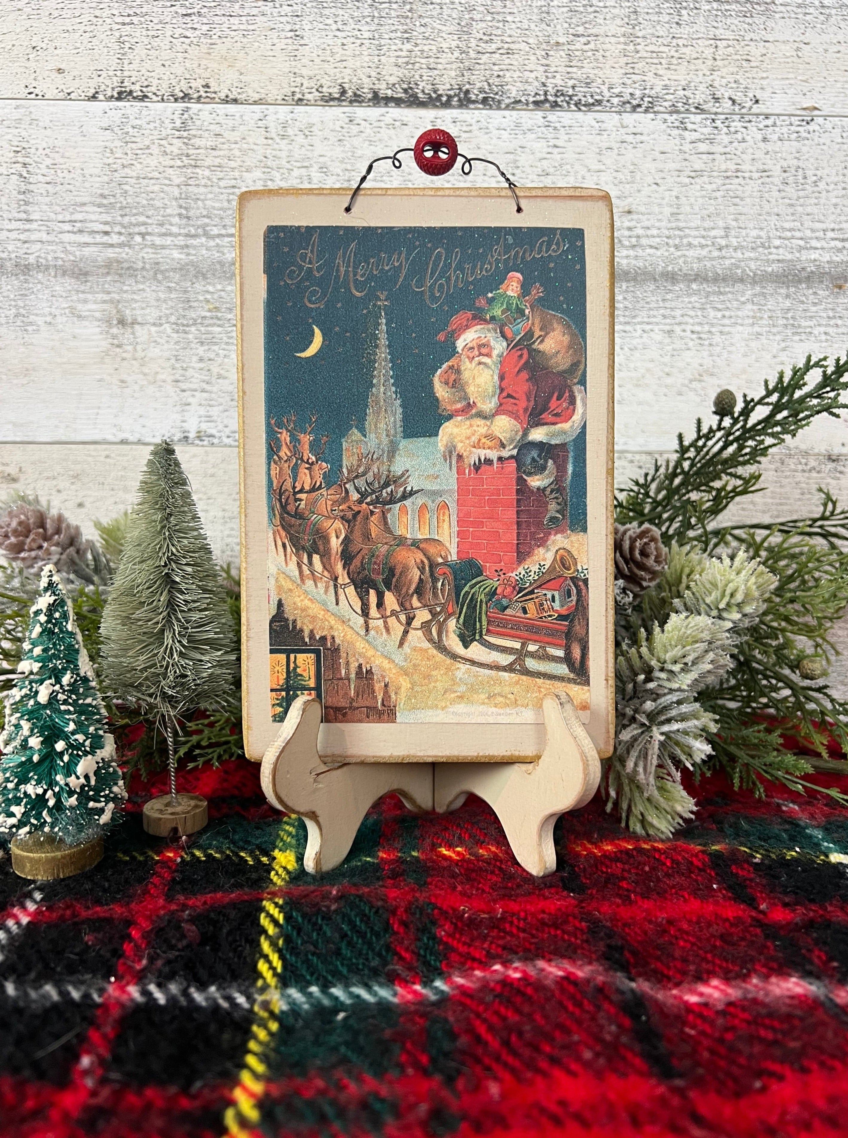 Vintage Postcard Plaque Decor - "The Night Before Christmas ...
